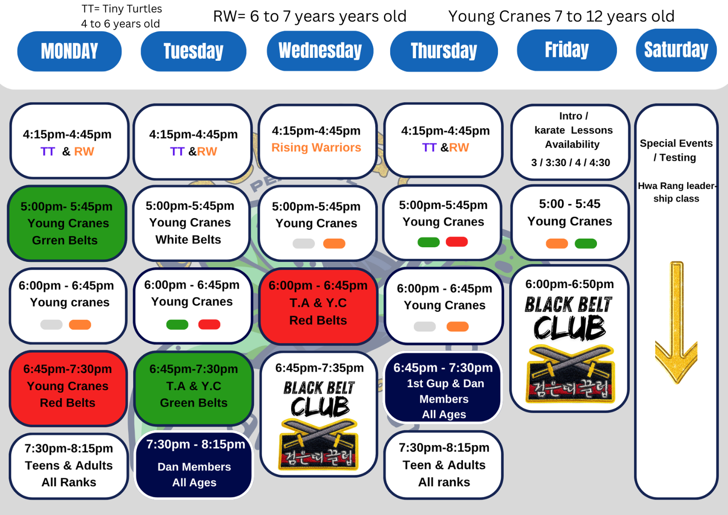 Schedule — GOLDEN GATE KARATE SCHOOL