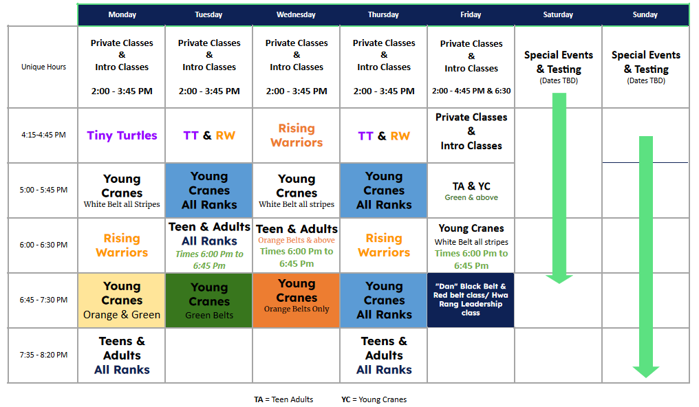 Schedule — GOLDEN GATE KARATE SCHOOL