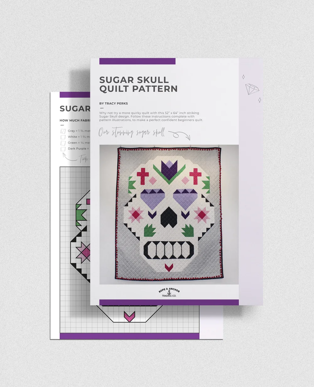 Sugar Skull Quilt Pattern - Halloween Quilt Pattern and Day of the Dead ...