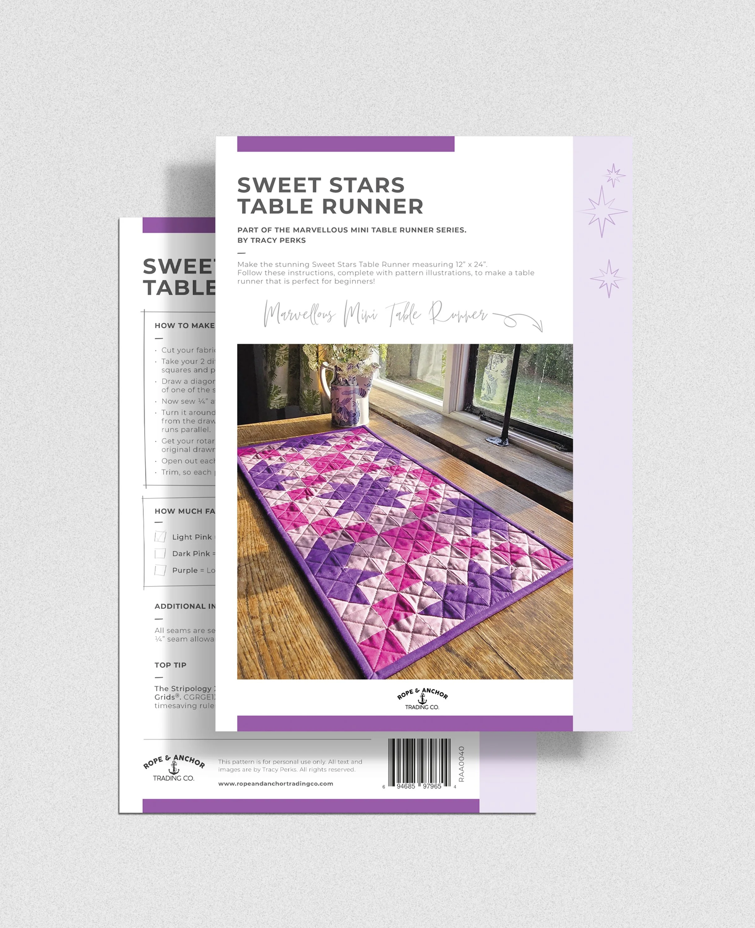Delightful Diamonds Mini Table Runner, beginner quilter project. — Rope ...