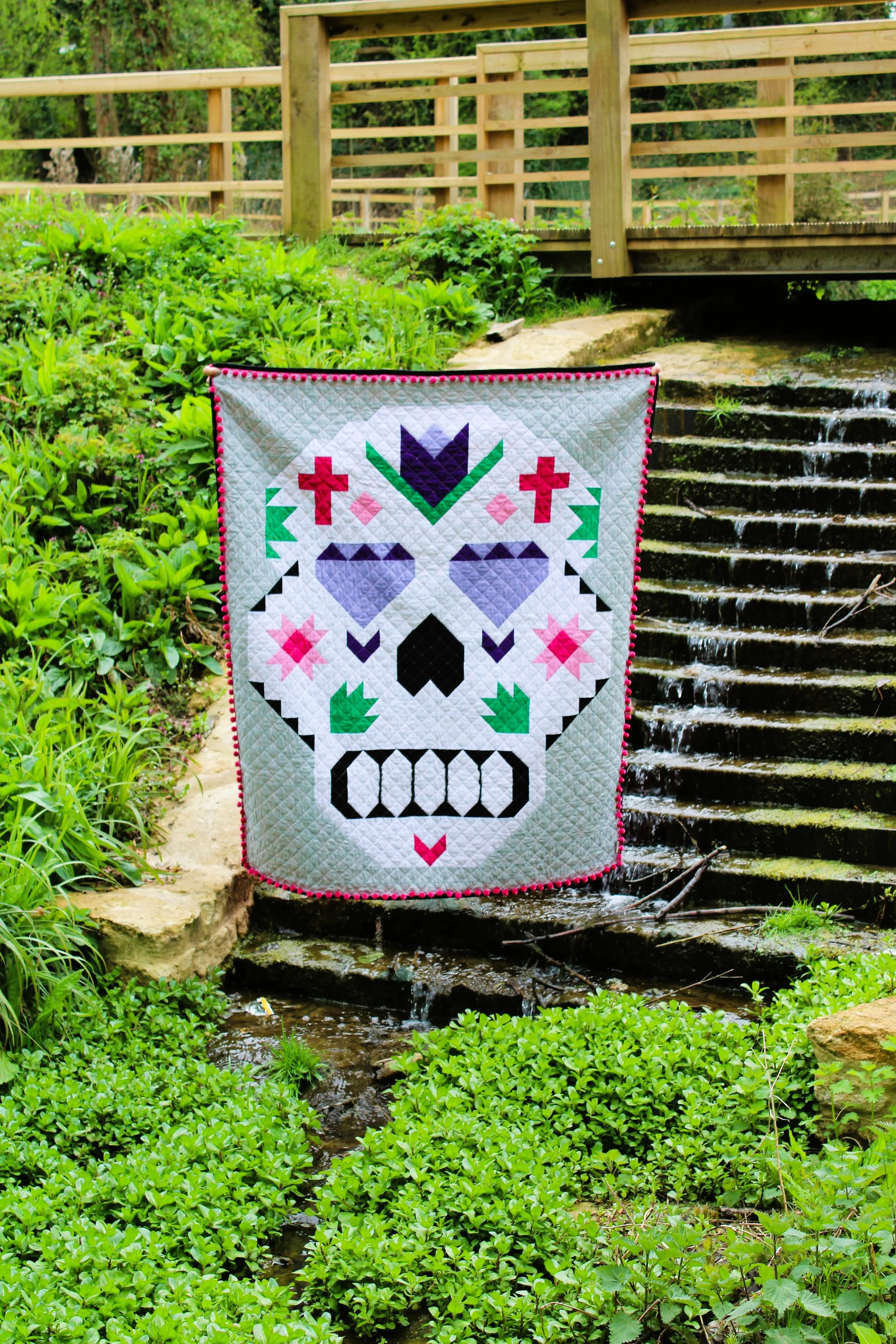 Sugar Skull Quilt Pattern - Halloween Quilt Pattern and Day of the Dead ...