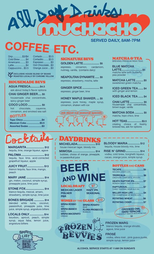 Menus — Muchacho