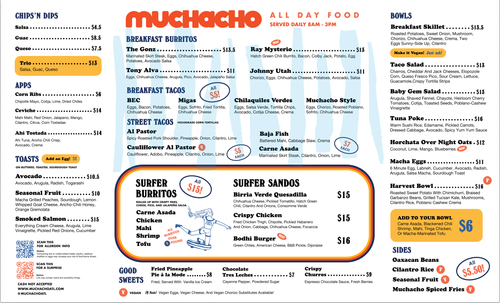 Menus — Muchacho