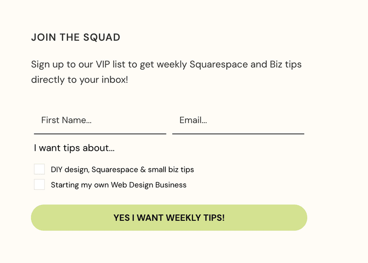 How to add an Email Sign-up Form to your Squarespace Website — Big Cat ...