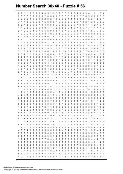 Number Search — Puzzles By Nilo