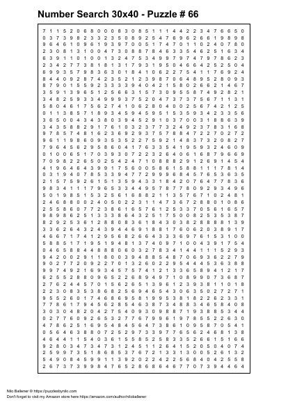 Free — Number Search — Puzzles By Nilo