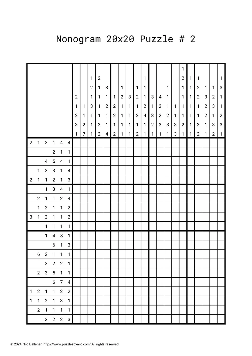 Free Downloadable Nonogram Puzzle Large # 2 — Puzzles By Nilo
