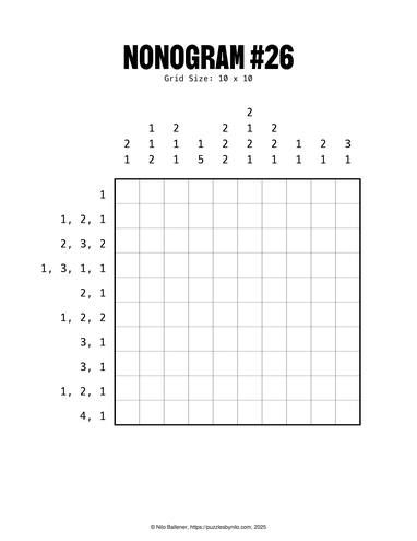 Nonogram Puzzle 10x10 #26 — Puzzles By Nilo