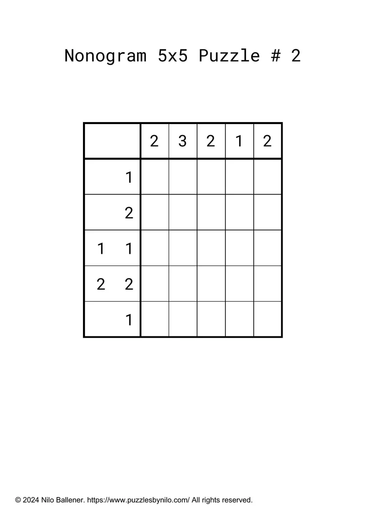 Free Downloadable Nonogram Puzzle Easy # 2 — Puzzles By Nilo