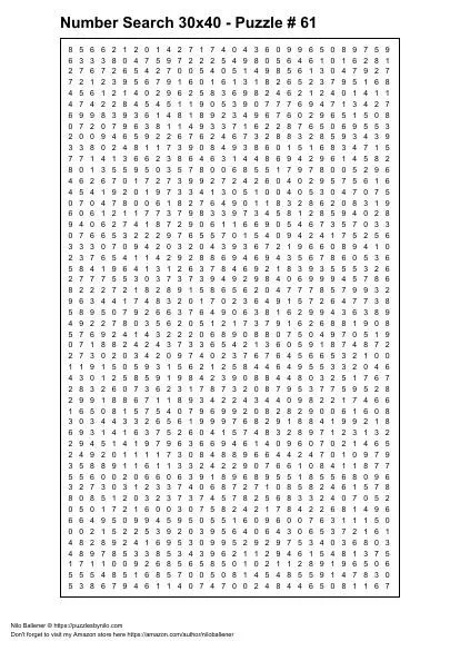 Number Search — Puzzles By Nilo