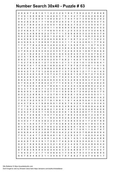 Number Search — Puzzles By Nilo