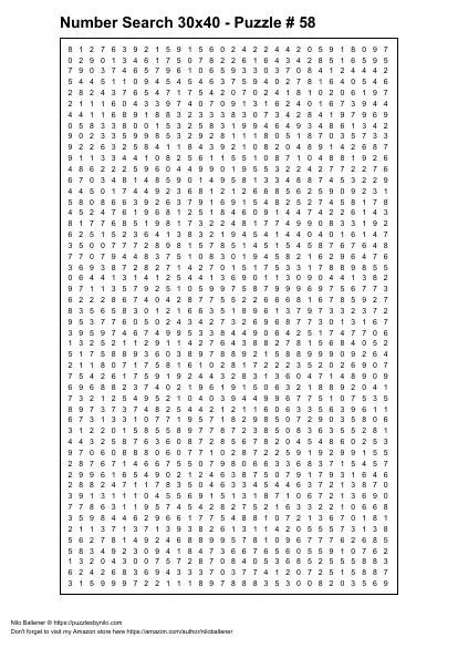 Number Search — Puzzles By Nilo