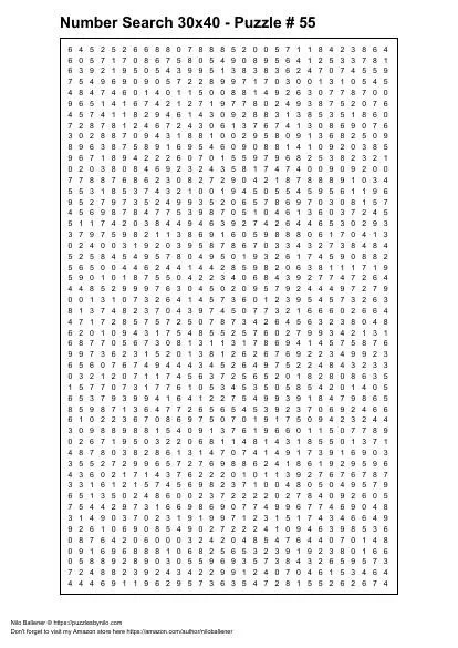 Number Search — Puzzles By Nilo