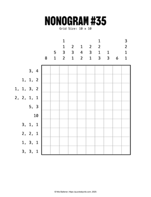 Nonogram Puzzle 10x10 #35 — Puzzles By Nilo