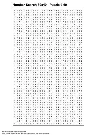 Number Search — Puzzles By Nilo