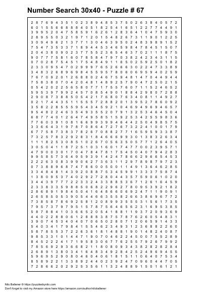 Number Search — Puzzles By Nilo