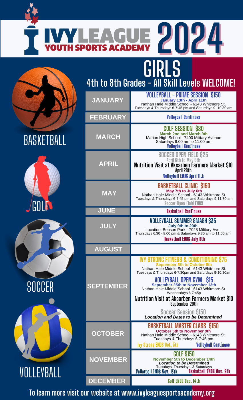 Calendar of Events — Ivy League Youth Sports Academy