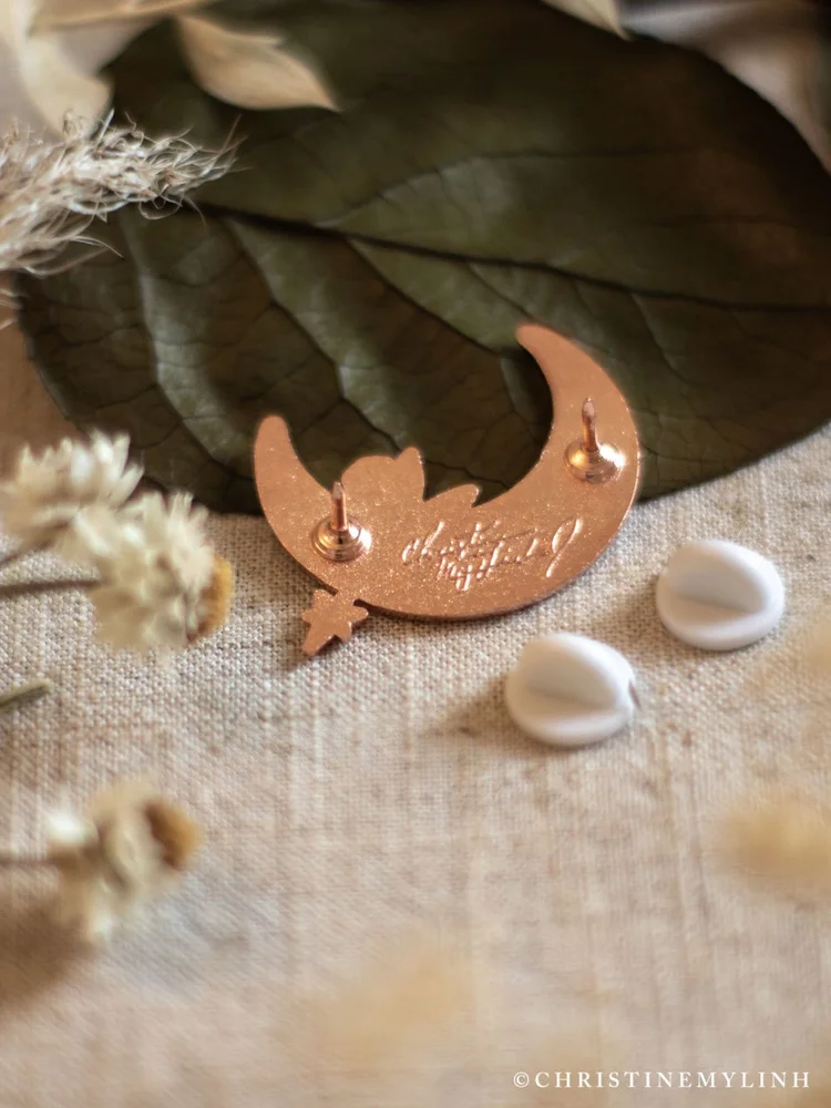 Bunny and Bear on the Moon | Enamel Pin — Christine My Linh