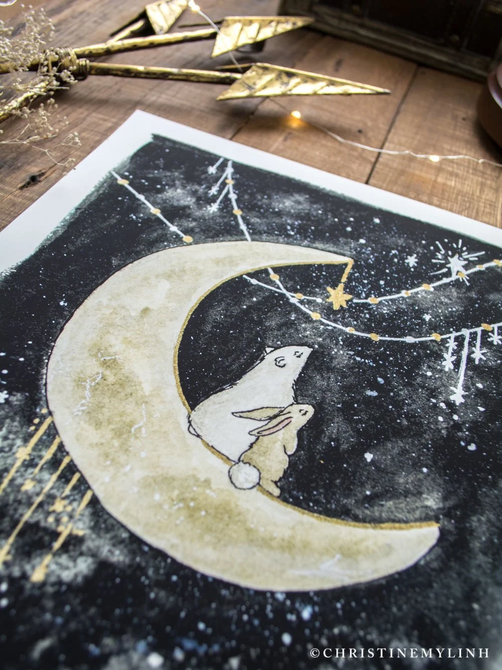 Bear Sleeping on the Moon | Art Print — Christine My Linh