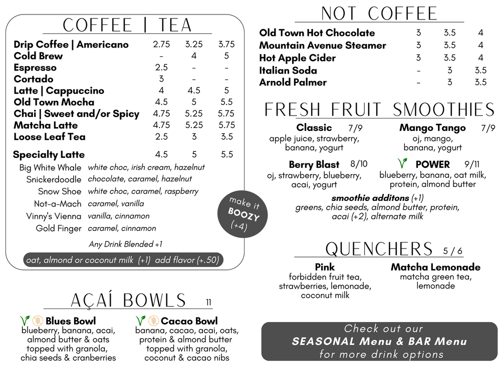 Food & Drink Menu — Mugs Fort Collins