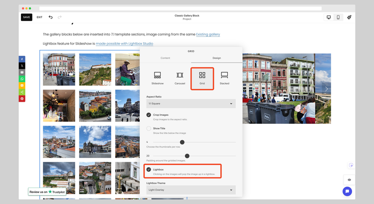 How to enable lightbox for Slideshow, Carousel and Stack Gallery blocks ...