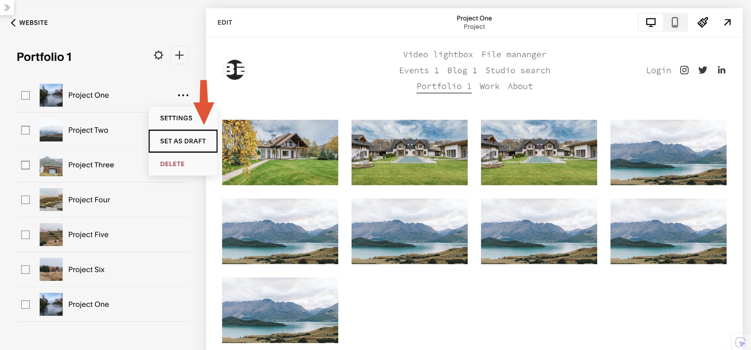 How to create Draft Portfolio project in Squarespace — Beyondspace