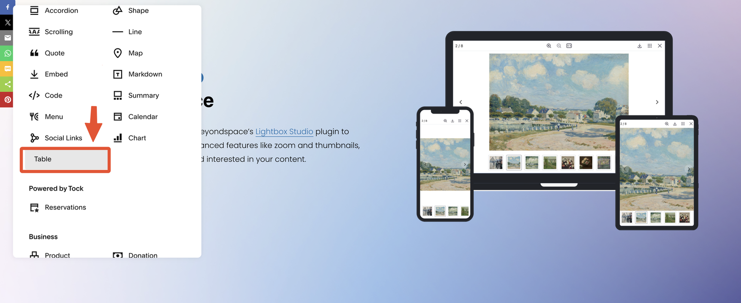 How to insert a Table in Squarespace — Beyondspace
