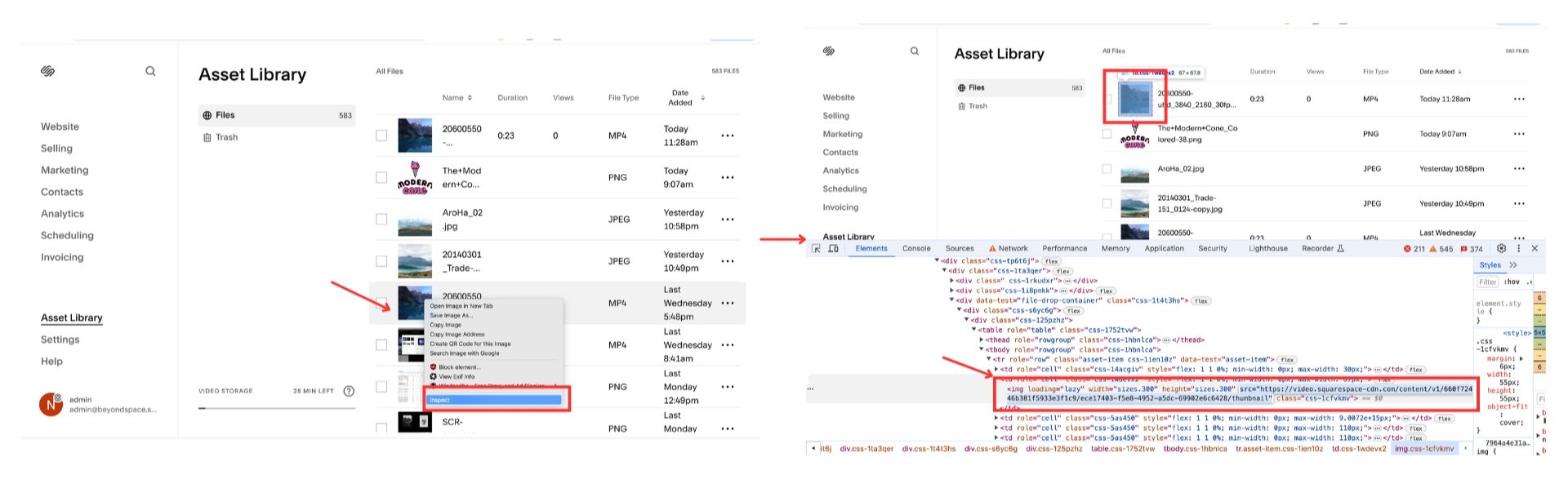 How to Find the direct URL of Squarespace hosted videos — Beyondspace
