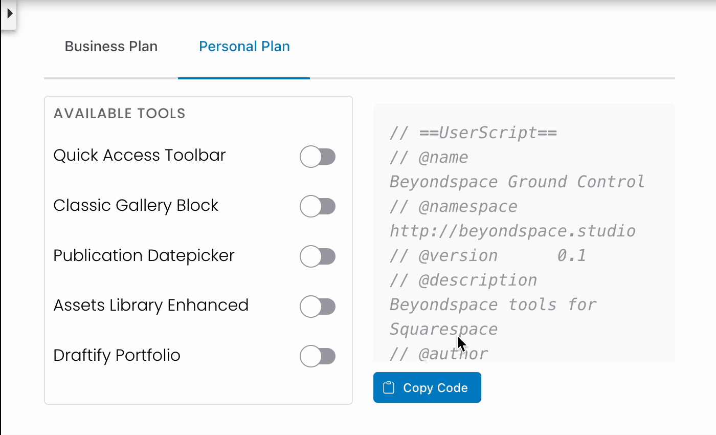 How to install Ground Control for Squarespace Personal plan — Beyondspace
