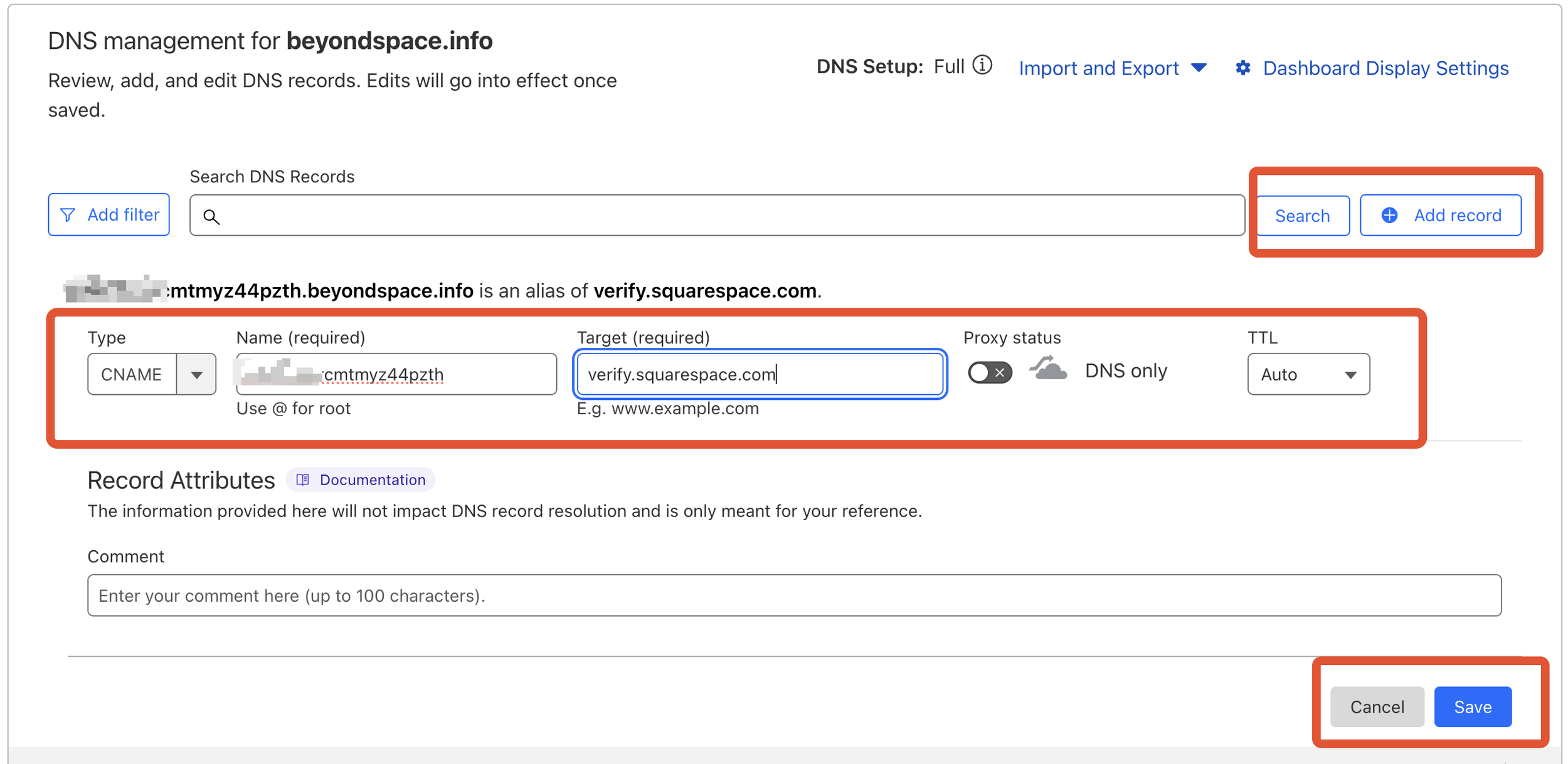 Link Cloudflare connected domain to Squarespace — Beyondspace