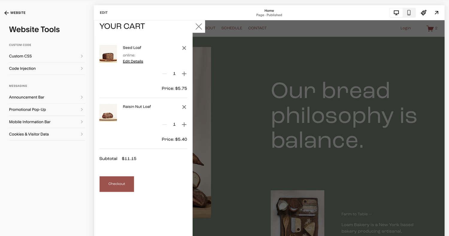 Enhance Squarespace Site with Cart Slide Out — Beyondspace