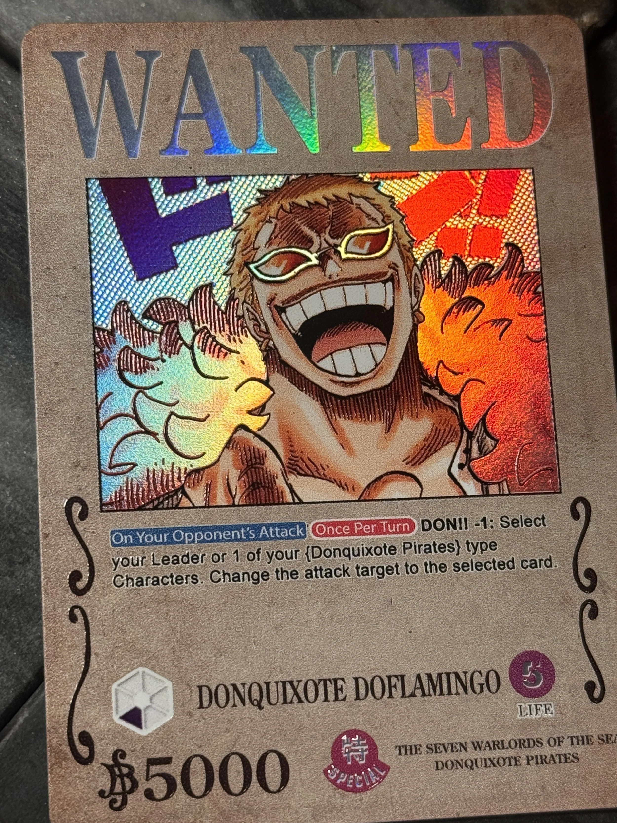One Piece Purple OP14 Doflamingo Leader Card WANTED Poster Edition ...