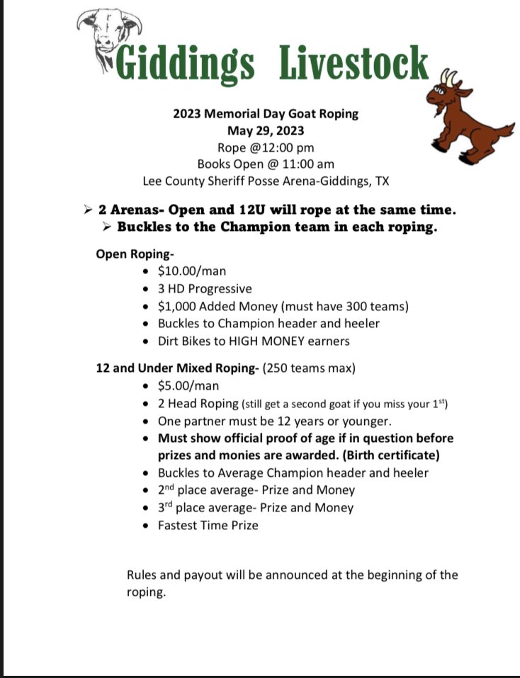 Memorial Day Ropings — Giddings Livestock