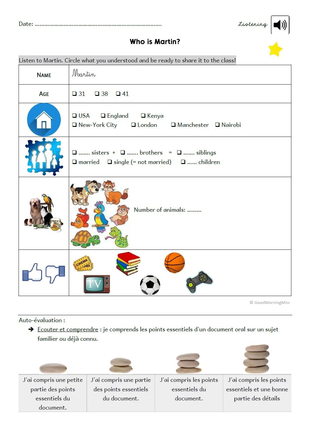 La compréhension orale — Good Morning Miss