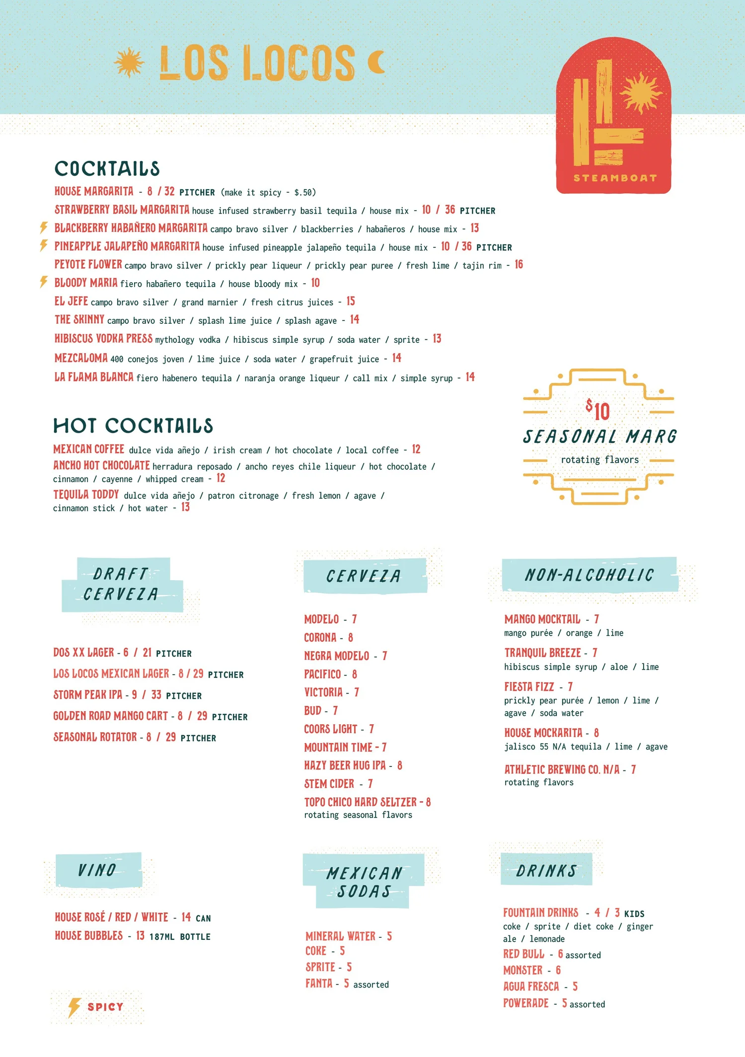 Menu — Los Locos Steamboat