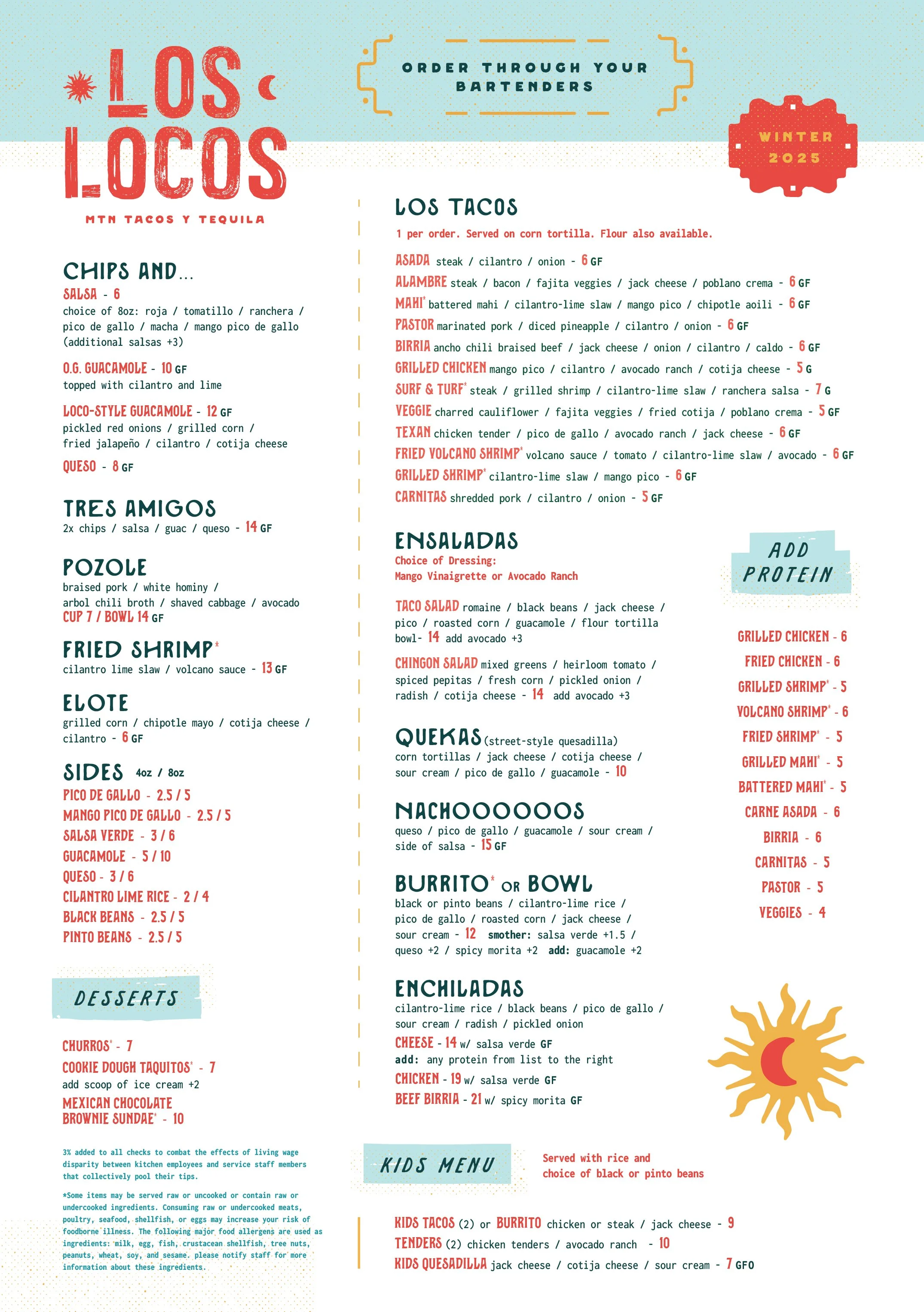 Menu — Los Locos Steamboat