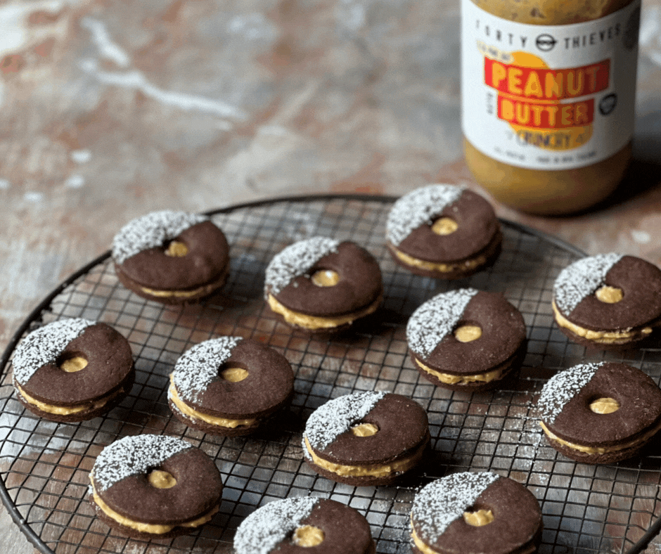 Chocolate Sablé Biscuits with Forty Thieves Crunchy Peanut Buttercream ...