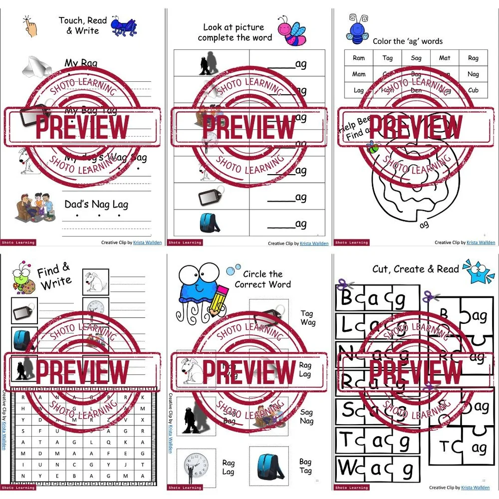 ED Word Family Worksheets & Activities – CVC & Blends