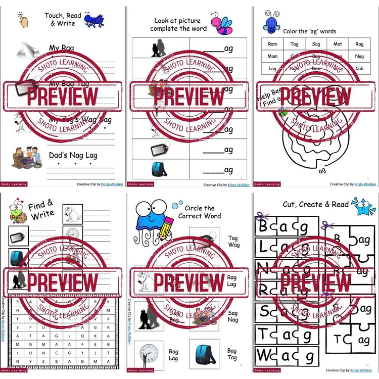 ED Word Family Worksheets & Activities – CVC & Blends