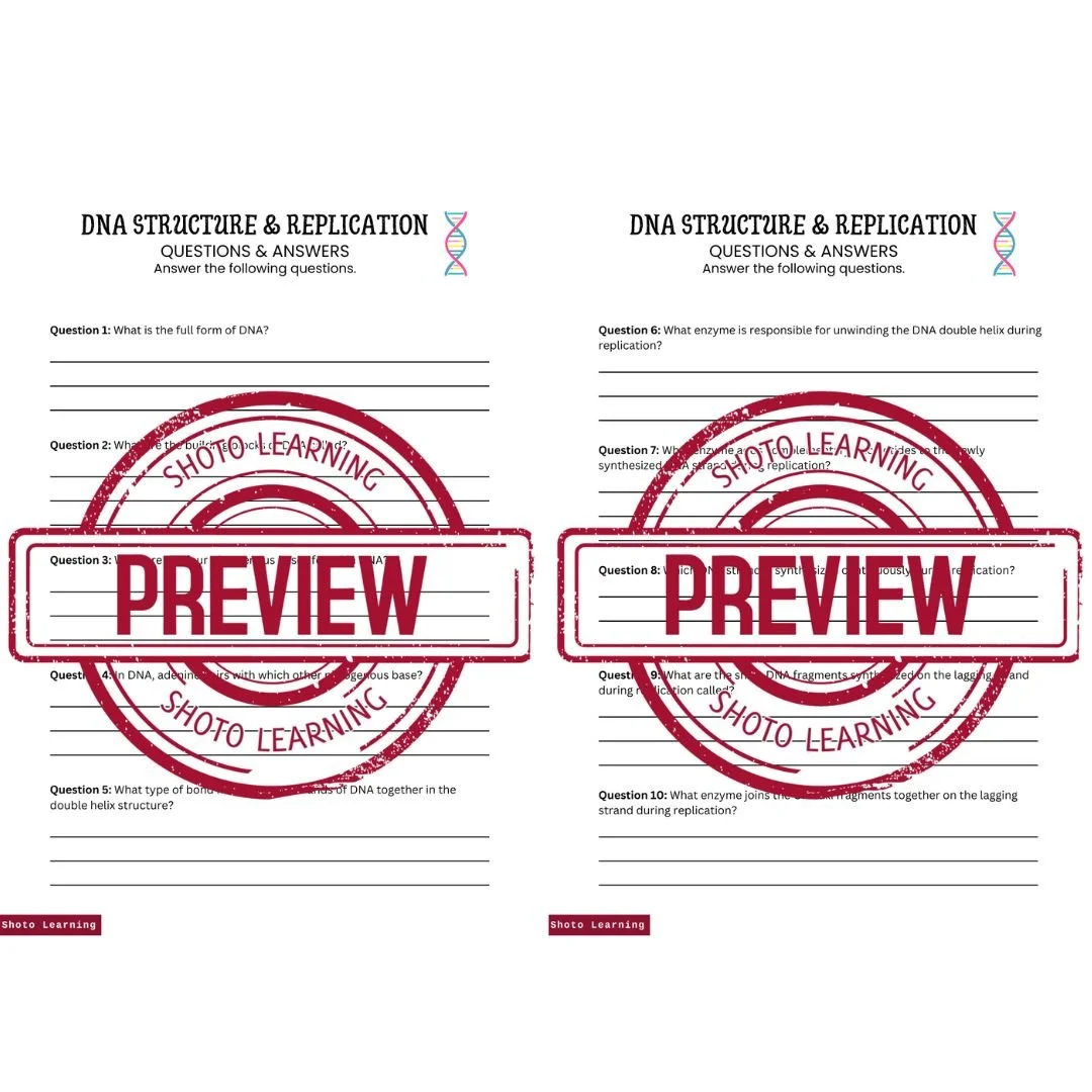 DNA Structure & Replication Mastery Worksheet | Fill in the Blank