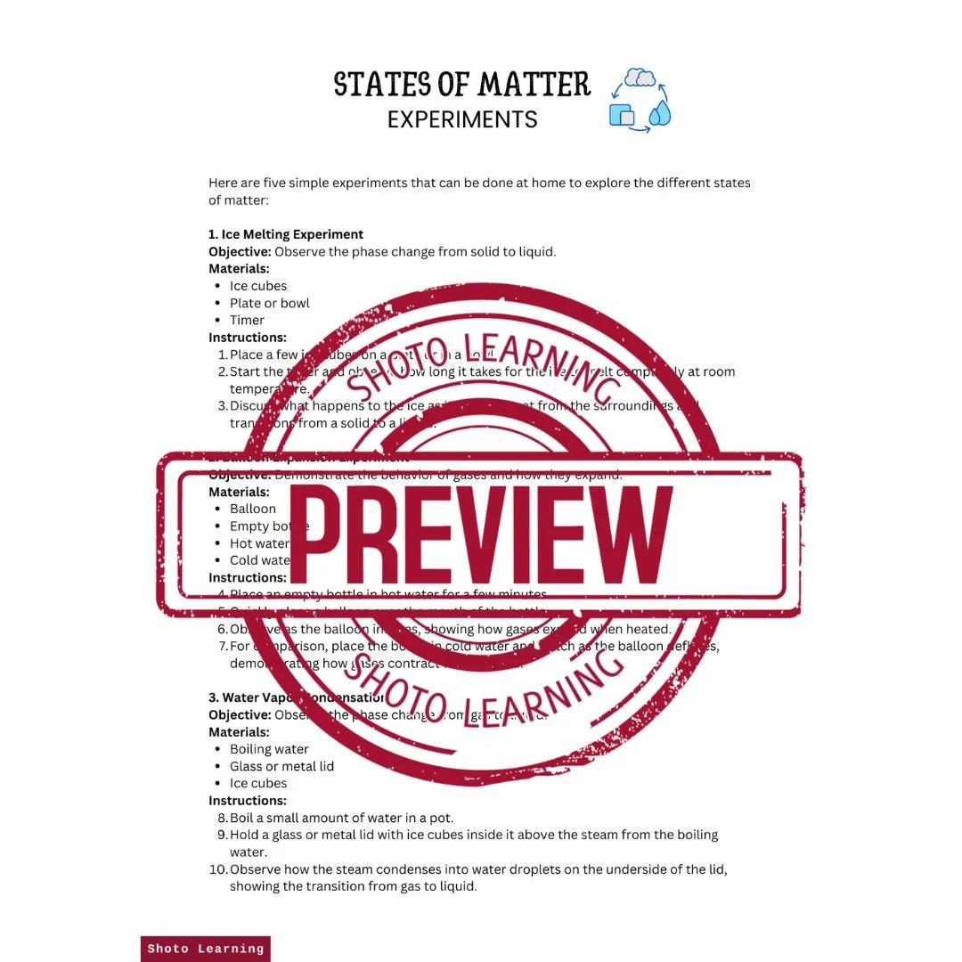 States of Matter Poster & Worksheet | Free for Kids