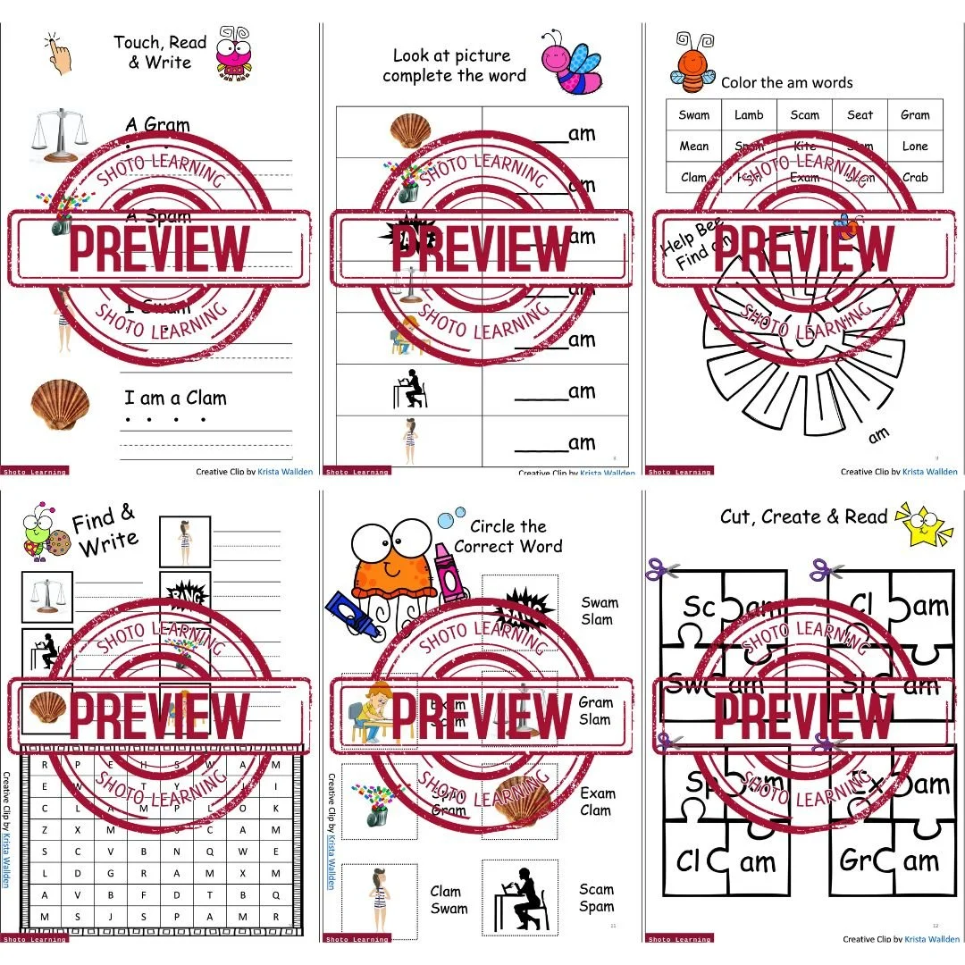 EG Word Family CVC Blend Worksheets – 10 Activities