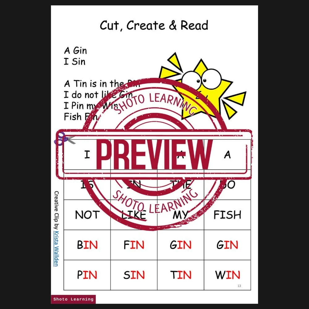 EN Word Family CVC Blend Worksheet Bundle for Speaking, Reading & Writing