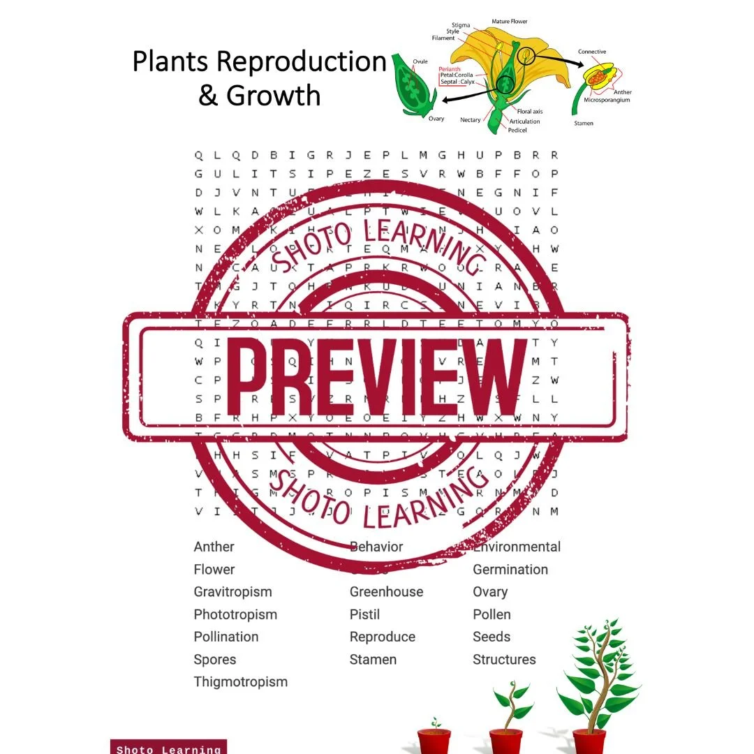 Plant Reproduction and Growth Word Search for Fun Learning
