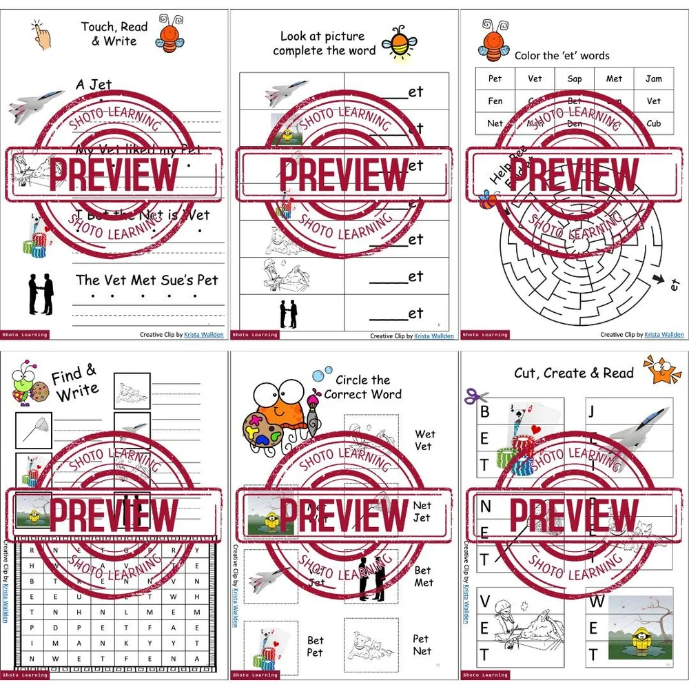 EN Word Family CVC Blend Worksheets – Reading & Writing