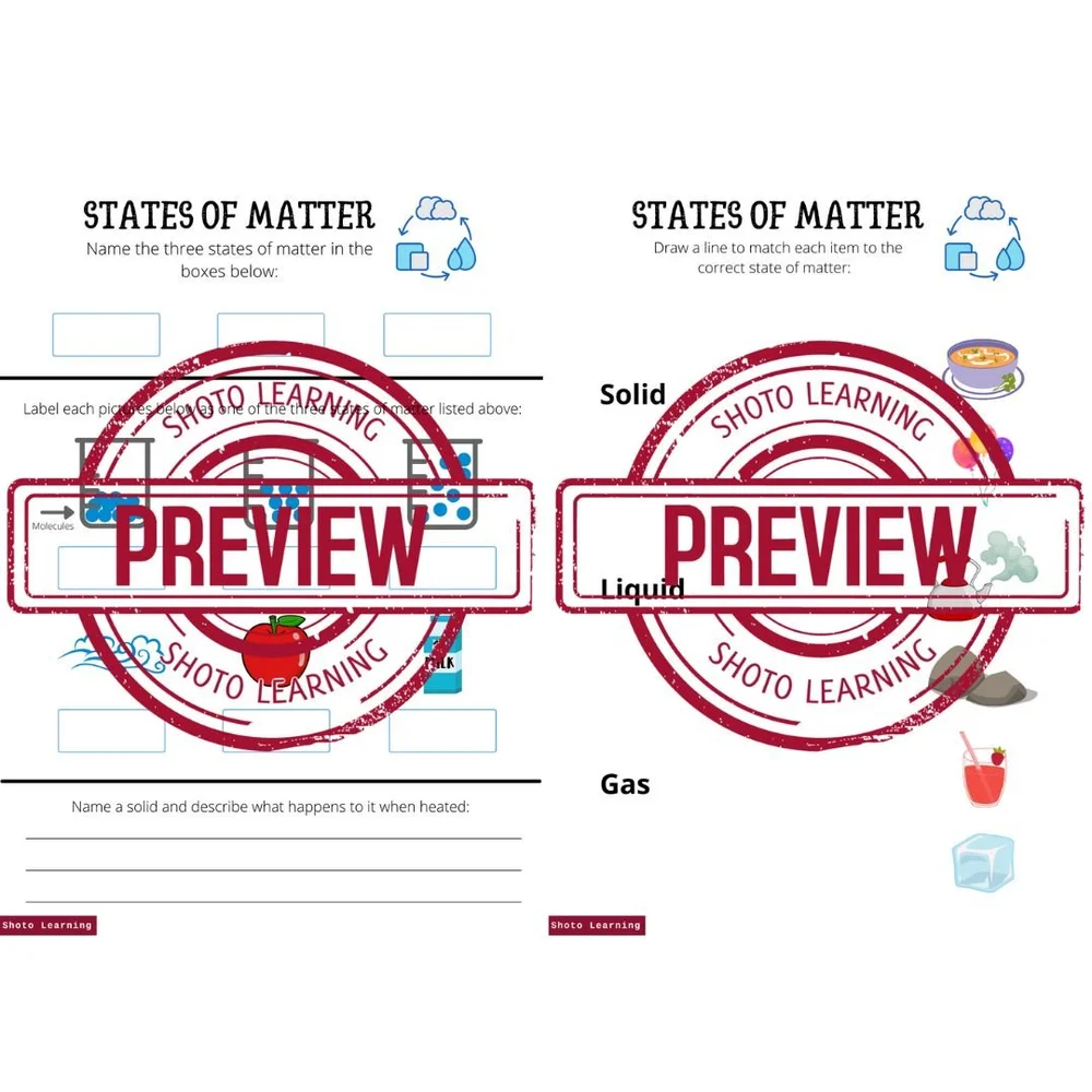 States of Matter Poster & Worksheet | Free for Kids