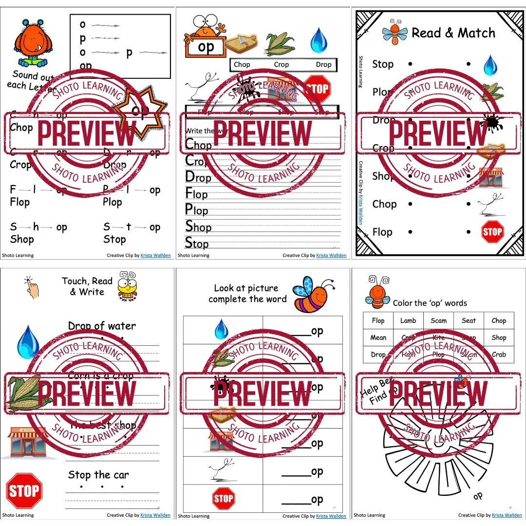 EG Word Family CVC Blend Worksheets – 10 Activities