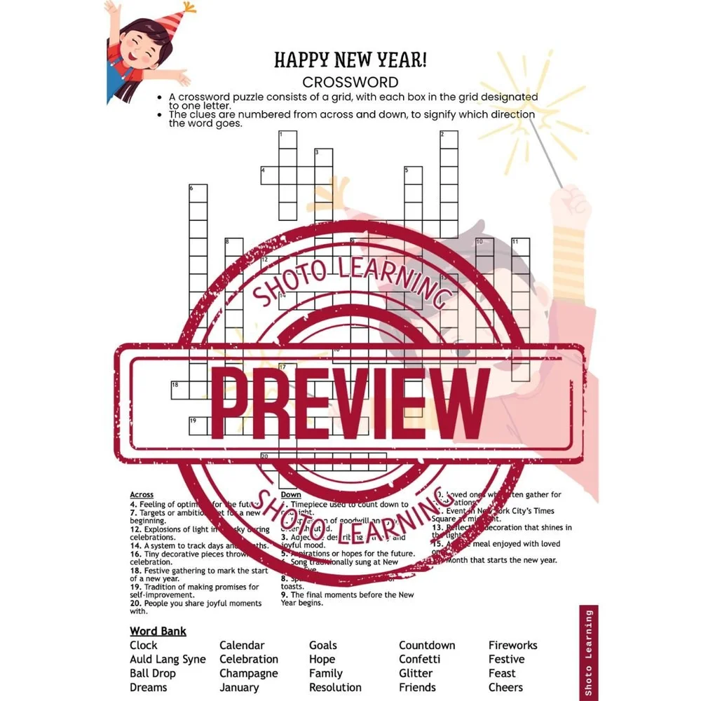 New Year Word Scramble - Festive Puzzle with Answers