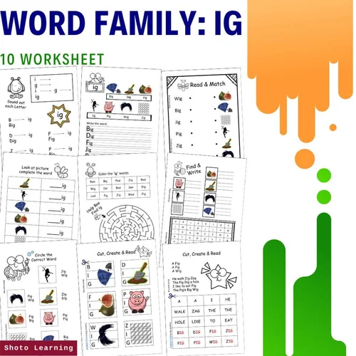 ED Word Family CVC Blend Worksheets Bundle – 18 Activities for Speaking ...