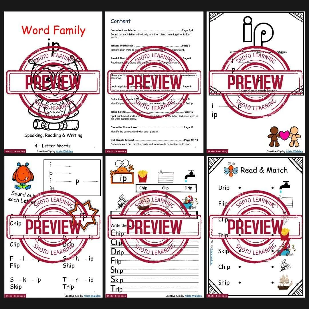 ET Word Family CVC Blend Worksheets for Engaging Reading, Writing ...